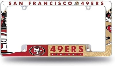 San Francisco 49ers Metal License Plate Frame Chrome Tag Cover All Over ...