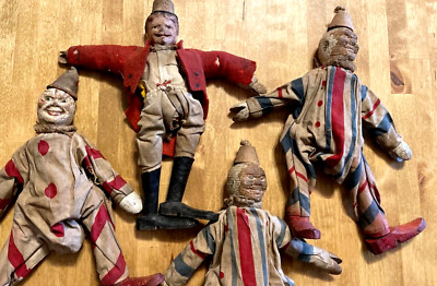LOT OF 4 Antique Schoenhut Circus Wooden Jointed Doll Toy - RINGMASTER ...