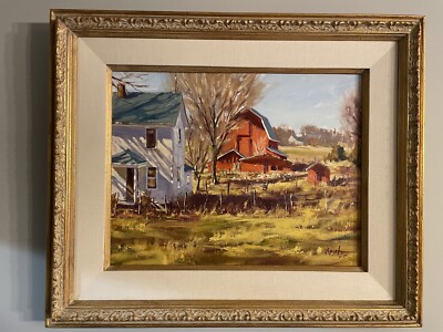 Red, White, and Blue Farm Landscape By Ron Rencher (Oil Painting) | eBay