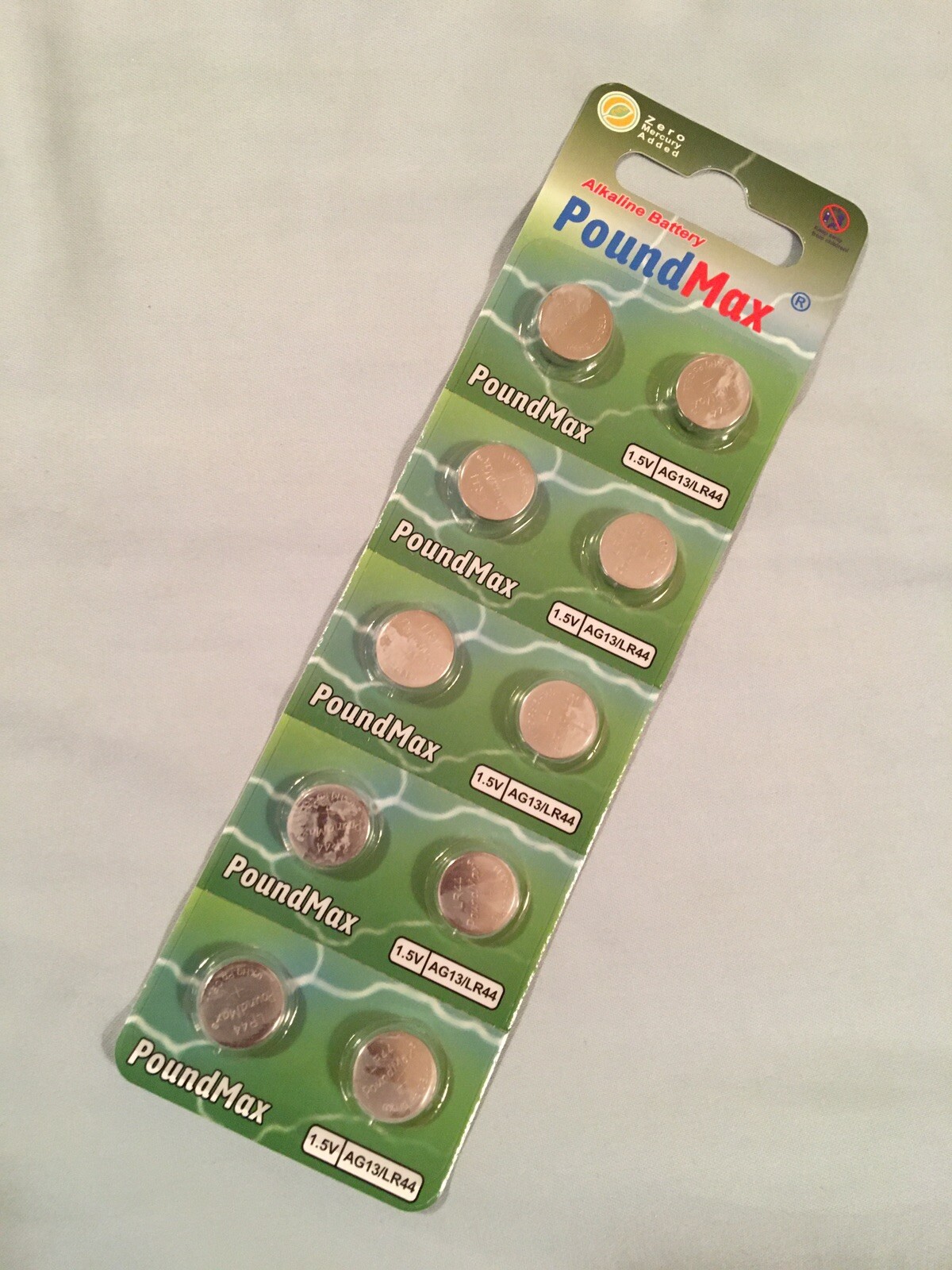 10 LR44 disc batteries 1.5 V button cell batteries AG13/LR44 alkaline ...