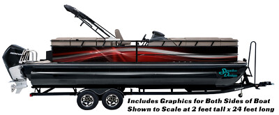 Red Wave Gray Light Burst Black Decal Fishing Boat Pontoon US Wrap Kit ...