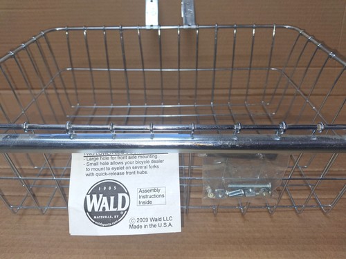 Wald 139 Large Metal Front Bicycle Basket 18 x 13 x 6" SILVER Handlebar ...