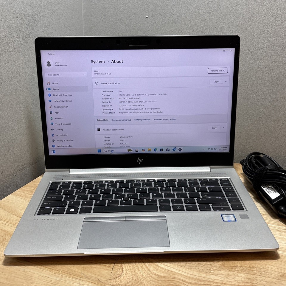 HP Elitebook 840 G6 Core i5-8365U @1.60GHz, 16GB , 256GB SSD, Win 11 Cord | eBay