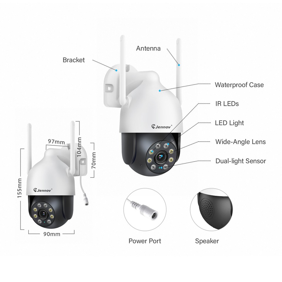 JENNOV Wireless Security Camera System with 12''Monitor 5MP WiFi ...
