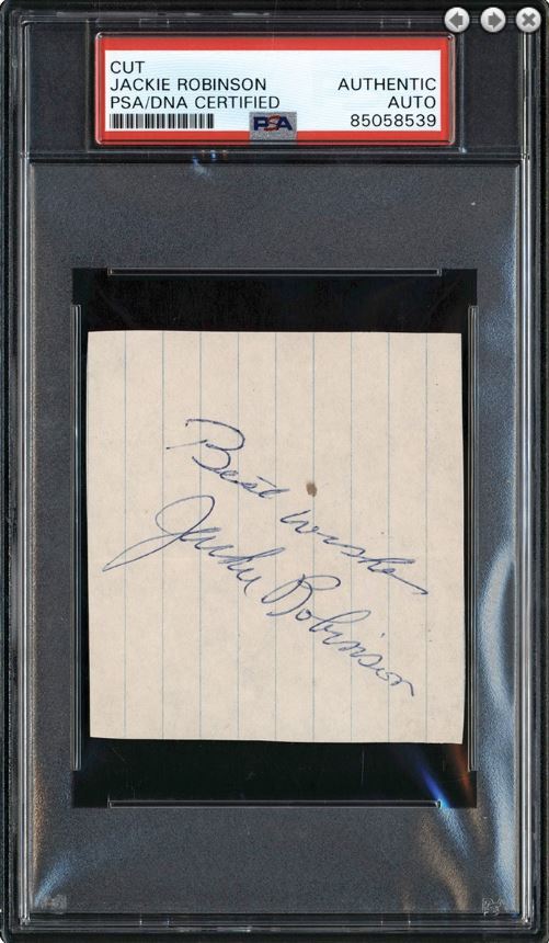 Jackie Robinson Autographed Signed HOF Cut Brooklyn Dodgers (PSA) 184105