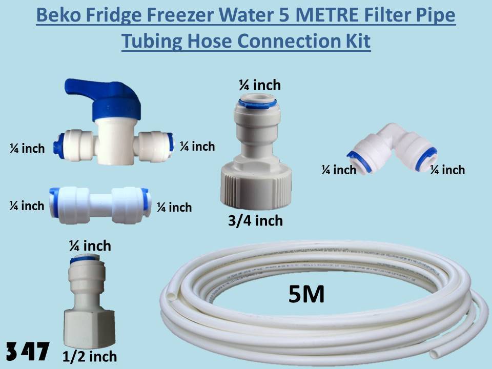 Beko Fridge Freezer Water Filter hose Connection Plumbing Kit with 5m ...