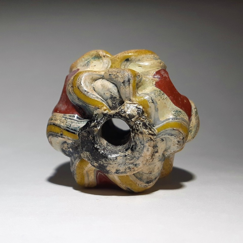 Rare large ancient torus - folded glass bead | eBay