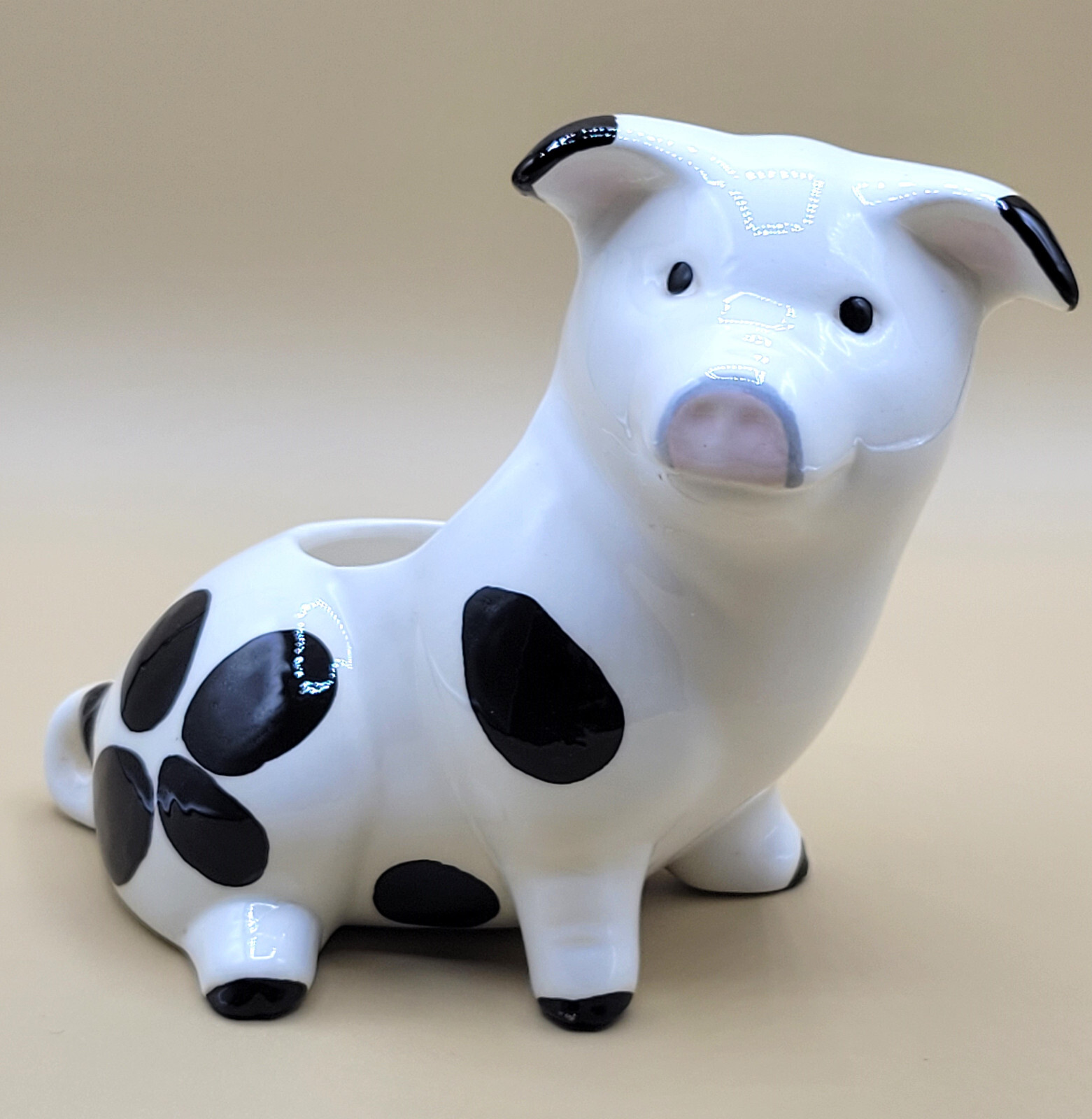 Barnyard PIG HOG Farm Porcelain Collector Vase Planter Folk-art Back ...
