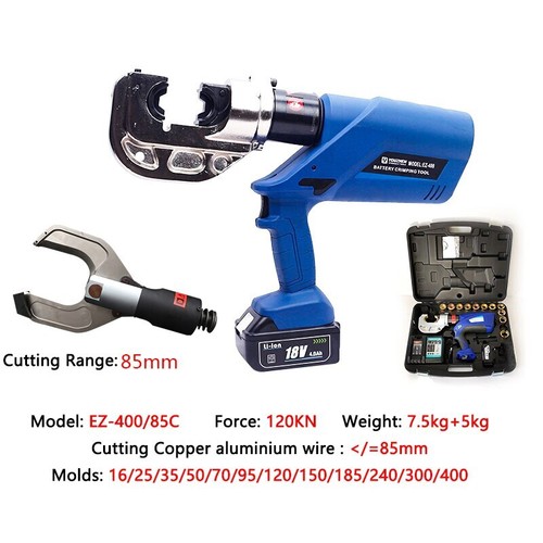 Electric Hydraulic Tongs Rechargeable Cable Cutting Crimping Pliers EZ ...