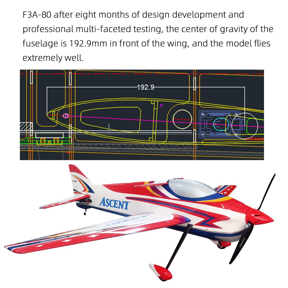 M070 F3A-80 ASCENT F3A Composite Fuselage RC Airplane Scale Model KIT ...