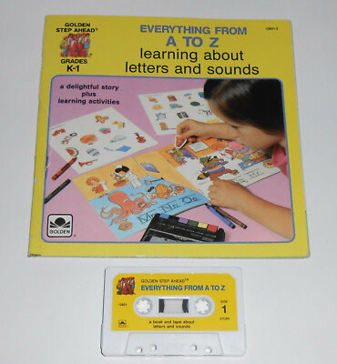 Vintage 1985 Golden Step Ahead Letters Sounds Book Cassette School ...