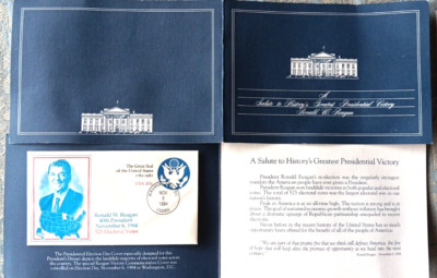 RONALD REAGAN 1984 ELECTION VICTORY 525 ELECTORAL VOTES COVER IN FANCY ...