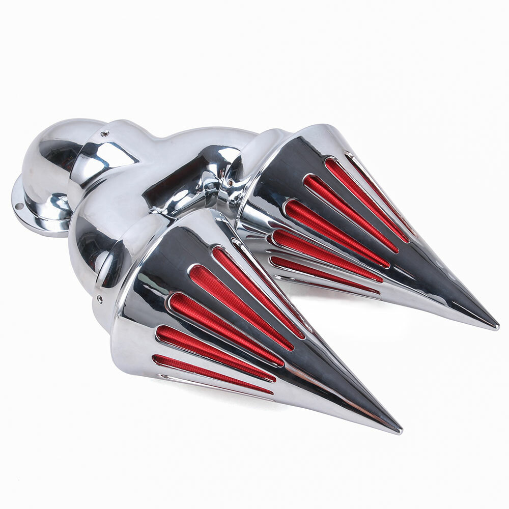 Chrome Two Dual Spike Cone Air Cleaner Intake Filter For Harley CV ...