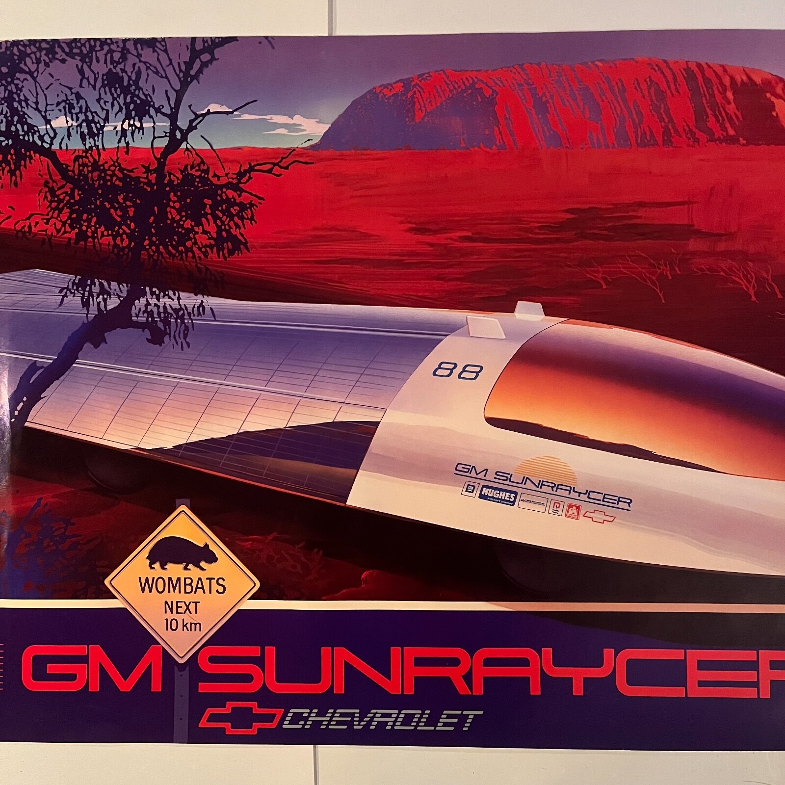 1987 vintage GM SUNRAYCER poster-CHEVROLET-world solar challenge race ...