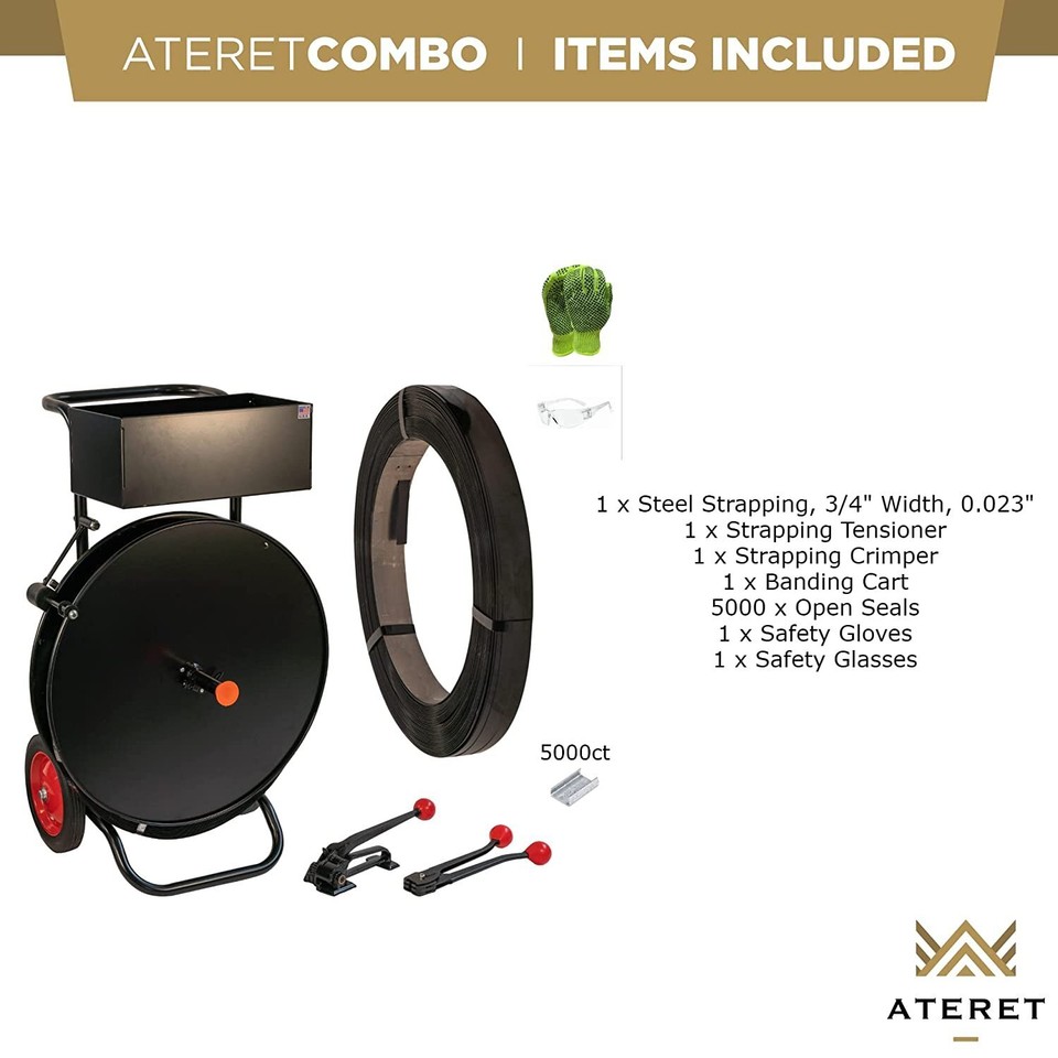 ATERET Band Strapping Kit - Steel Strapping, 3/4" Width, 0.023 ...