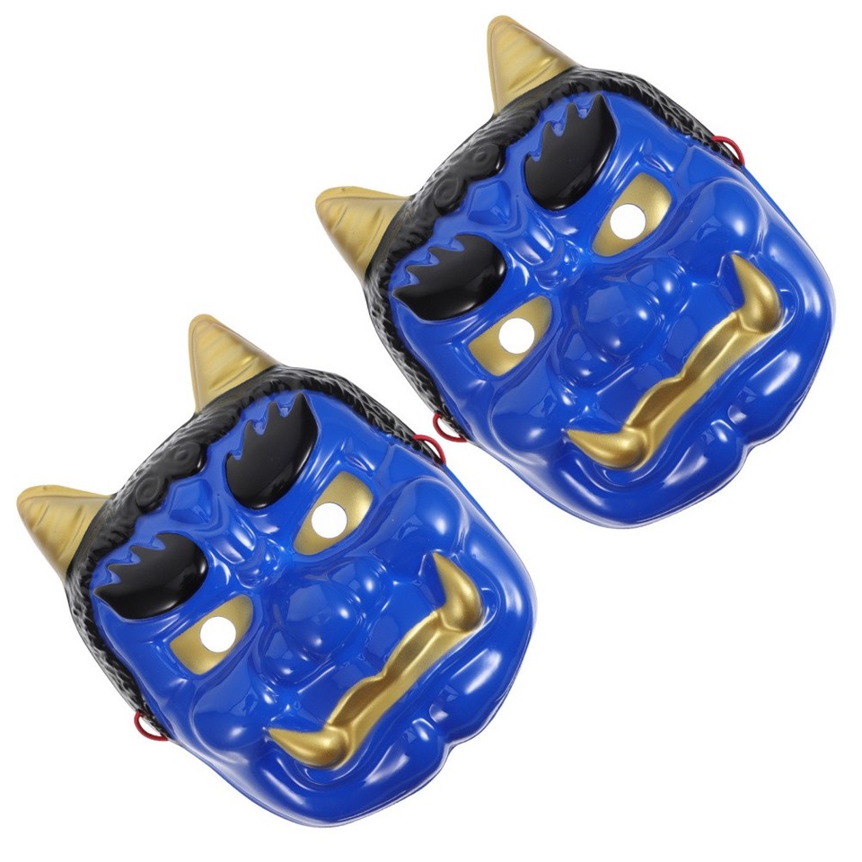 2pcs Japanese Samurai Demon Masks - Tengu Ghost Mask - Realistic Horned ...