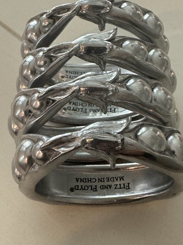 Fitz And Floyd Napkin Rings Set Silver Metal NWT | eBay