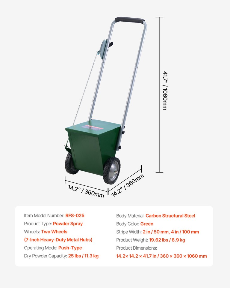 Dry Line Marker 2-Wheel 2 or 4 in Lines Heavy Duty Steel Chalker 25 lbs ...