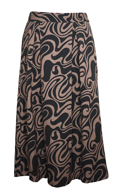 Anthropologie CAMICETTA SNOB 44 US 8 Midi Skirt Brown Black Swirl Print ...