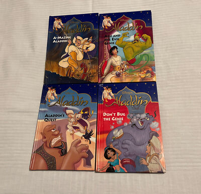 4 Vintage Disney Aladdin Books Abu Jasmine Genie Childrens Kids books ...