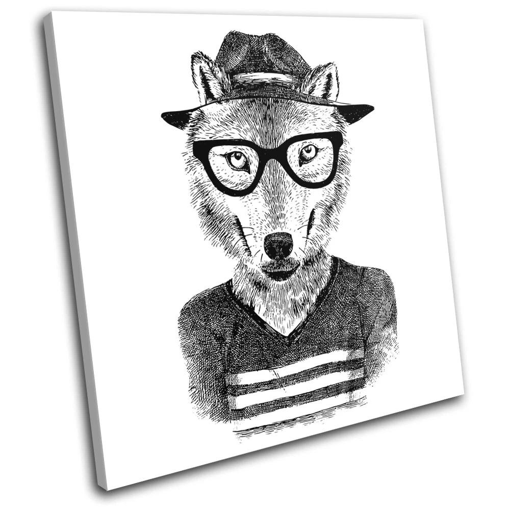 Hipster Wolf Drawing