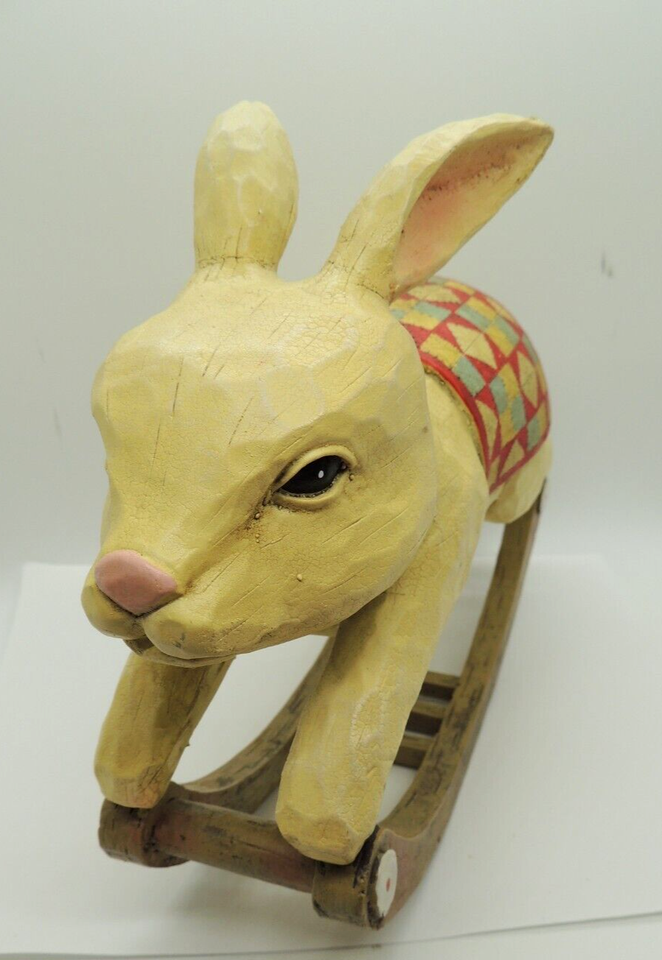 Rocking Rabbit Bunny with Quilt Folk Art Decor Easter Spring Folk Art ...