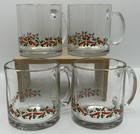 Set Of 4 Vintage Christmas Holly Berry Cup/Mug Gold Trim Made In The ...