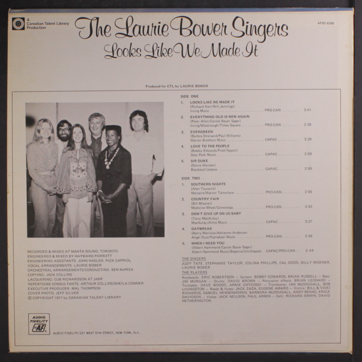 LAURIE BOWER SINGERS: looks like we made it AUDIO FIDELITY 12" LP 33 ...