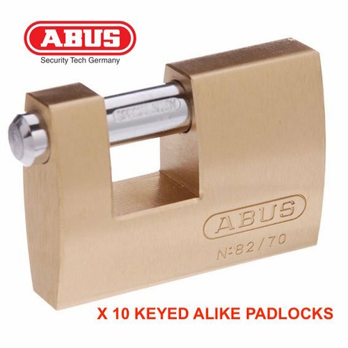 10 x ABUS Padlock Monoblock 82/70 -Bulk Lot Of KEYED ALIKE Padlocks ...