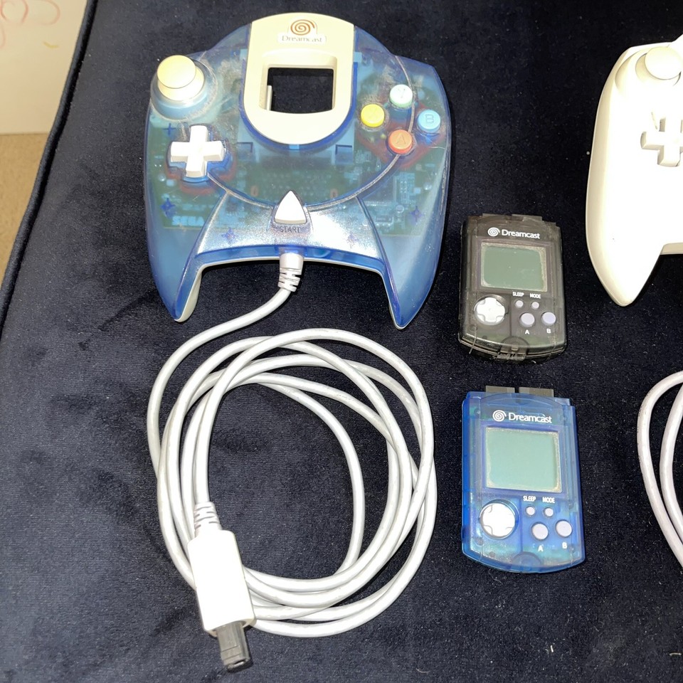 Dreamcast Official Controller Pad HKT-7700 Aqua Blue SEGA & Reg W/ 2 ...
