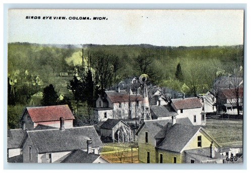 c1910's Birds Eye View Of Coloma Michigan MI, Windmill Houses Antique ...