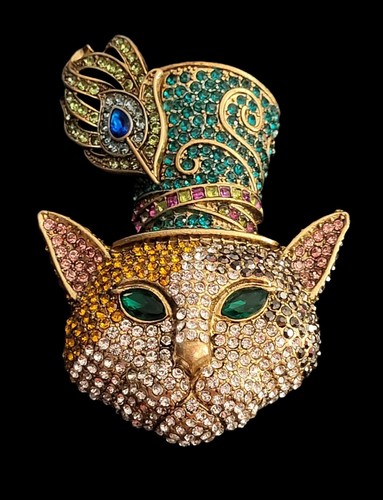Heidi Daus Vintage & Signed Crystal 'Calico Cutie' Cat Brooch | eBay