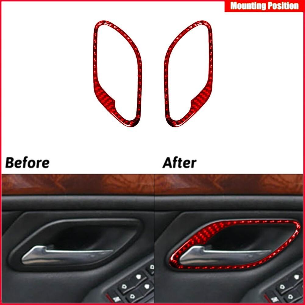 2PCS Carbon Fiber Red Rear Door Handle Panel Cover Trim For BMW M5 E39 ...