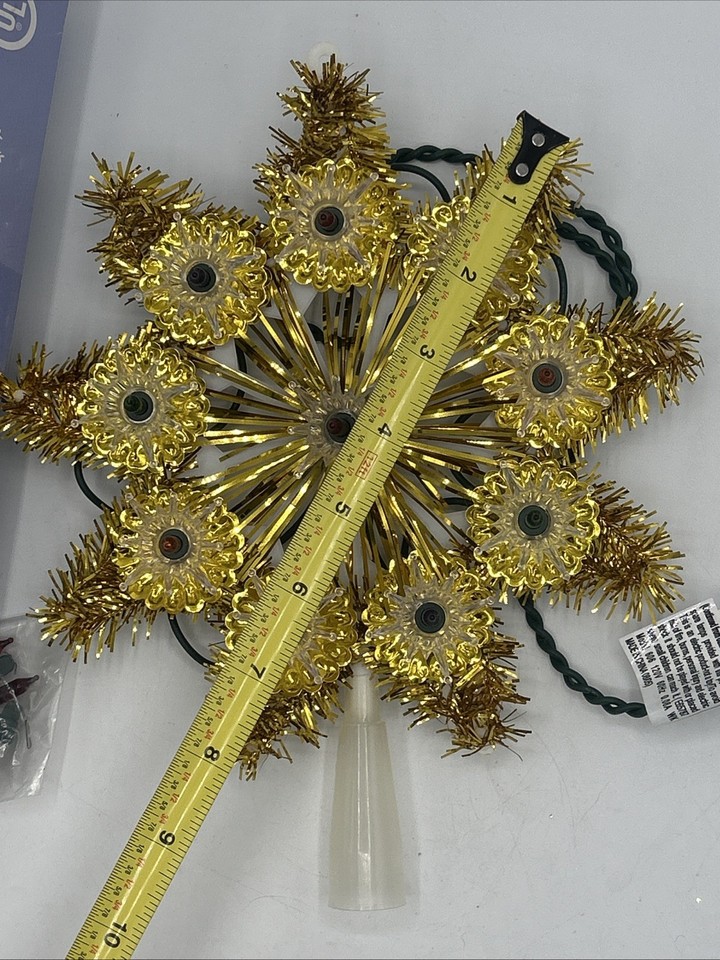 Vintage Gold Tinsel Pom Pom Starburst Christmas Tree Topper 10 Color ...