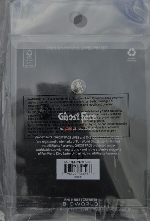 Ghost Face The Icon Of Holloween Iron On Patch & Lapel Pin Set | eBay