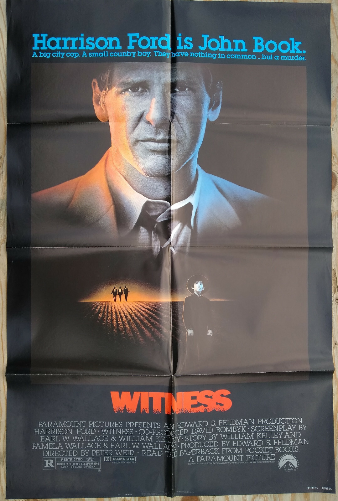 Witness 1985 Harrison Ford Original 1 Sheet Movie Poster | eBay
