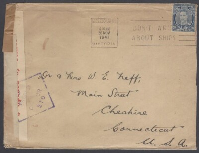 AOP Australia WW2 1942 dual censored cover to USA | eBay