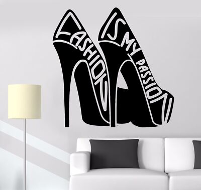 Vinyl Wall Decal Fashion Quote Girl Room Shoes Woman Stickers (427ig ...