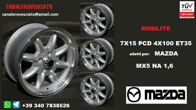4 cerchi Mazda MX5 mx-5 NA MX3 323 Minilite minlight 7X15 Wheels ...
