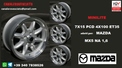 4 cerchi Mazda MX5 mx-5 NA MX3 323 Minilite minlight 7X15 Wheels ...