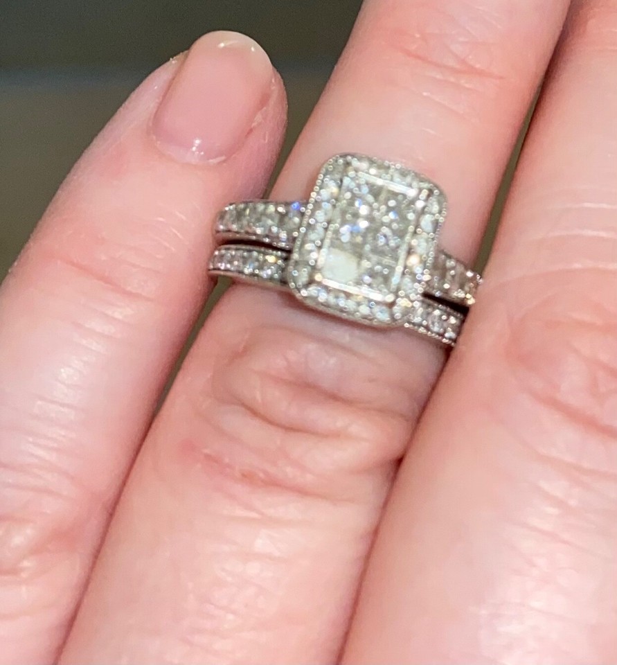 9ct diamond bridal set - 1 ct diamond engagement ring and diamond ...