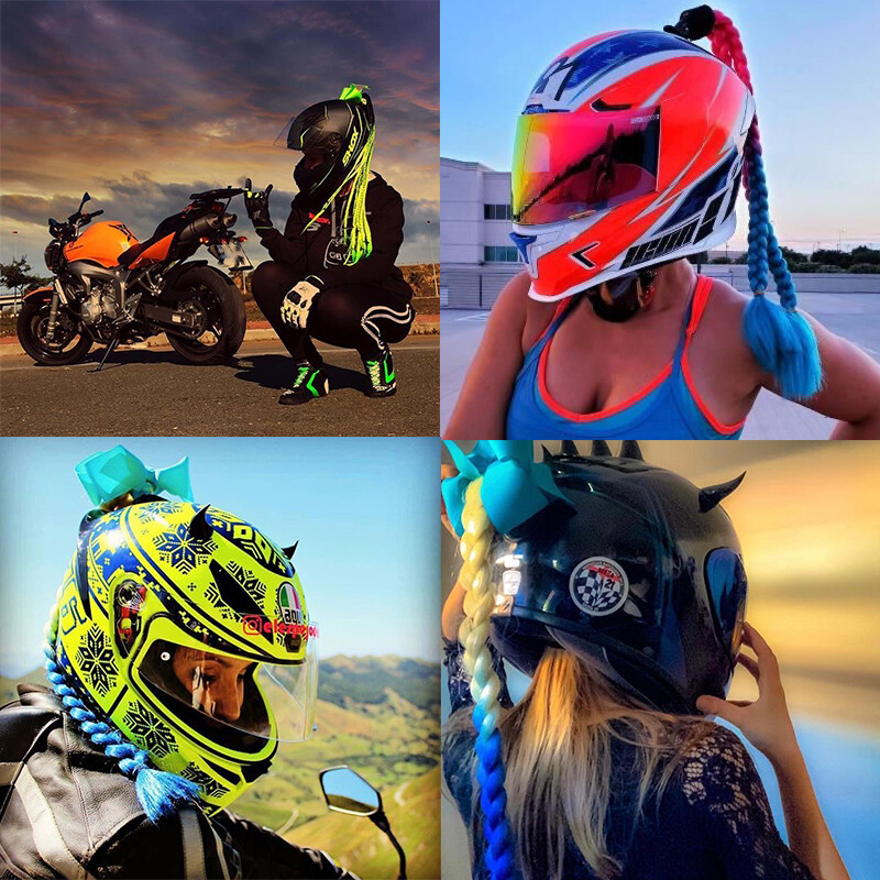 Motorcycles Bike Girl Ramp Helmet Braid Ponytail Hair Pigtail Braiding ...