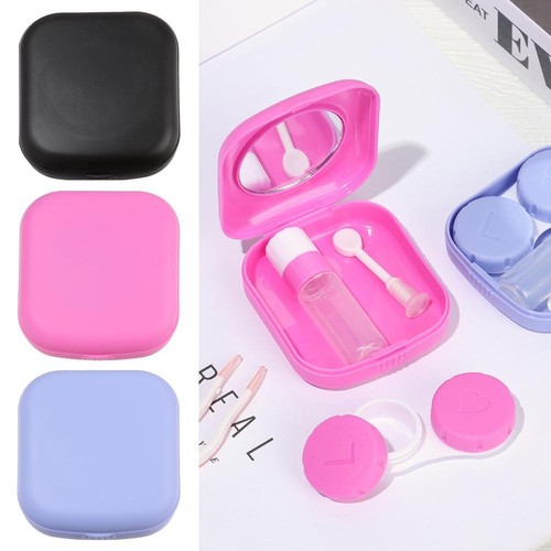 Container Colorful Mini Square Contact Lens Case with Mirror Contact ...