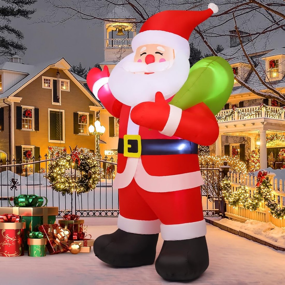 9 FT Animated Christmas Decorations Santa Inflatables, Outdoor ...