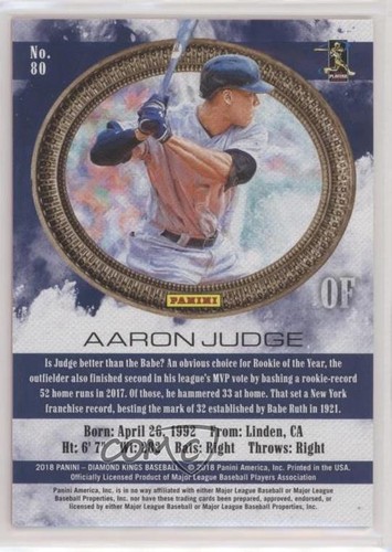 2018 Panini Diamond Kings Red Frame Aaron Judge #80 | eBay