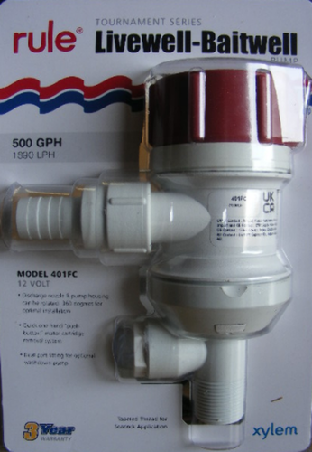 Rule FC Livewell Aerator Water Pump 500GPH Tournament Series 401FC Boat ...