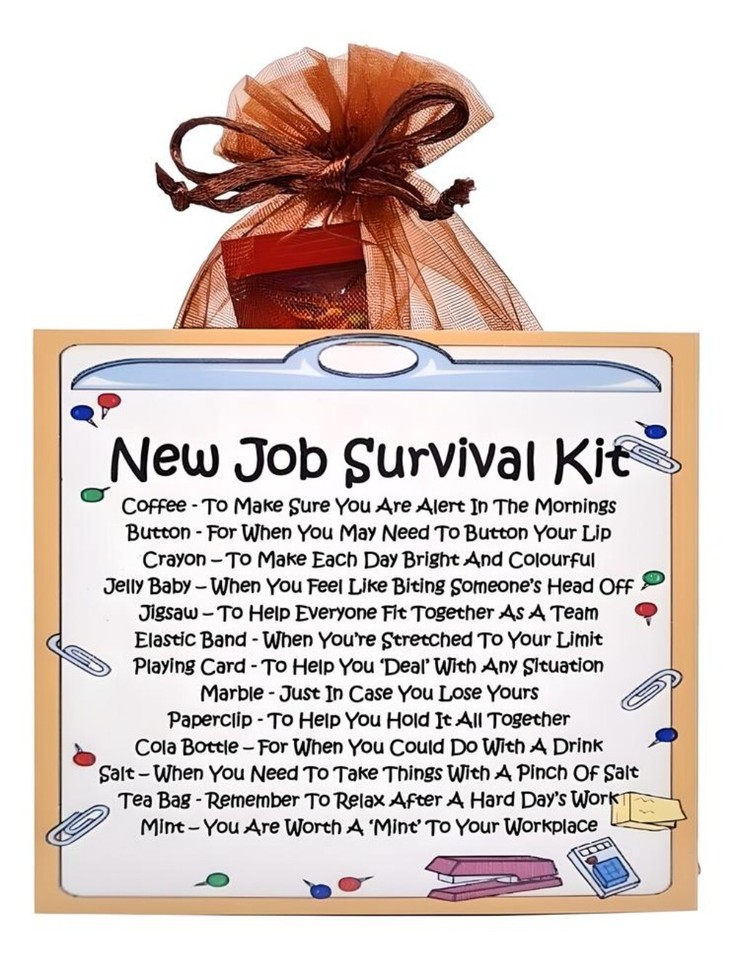 New Job Survival Kit ~ Fun Novelty Gift & Card Keepsake Good Luck New ...