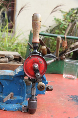 Vintage french Hand Crank Drill Red Screwdriver Handheld Manual ...