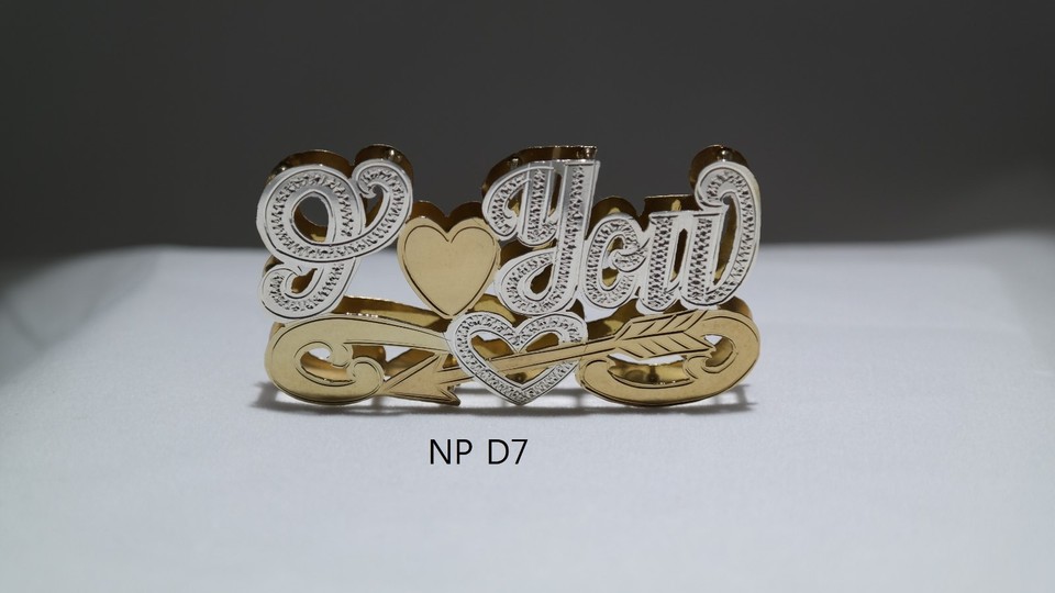PERSONALIZED DOUBLE NAME PLATE (10k,14k,Fine Silver gold overlay) | eBay