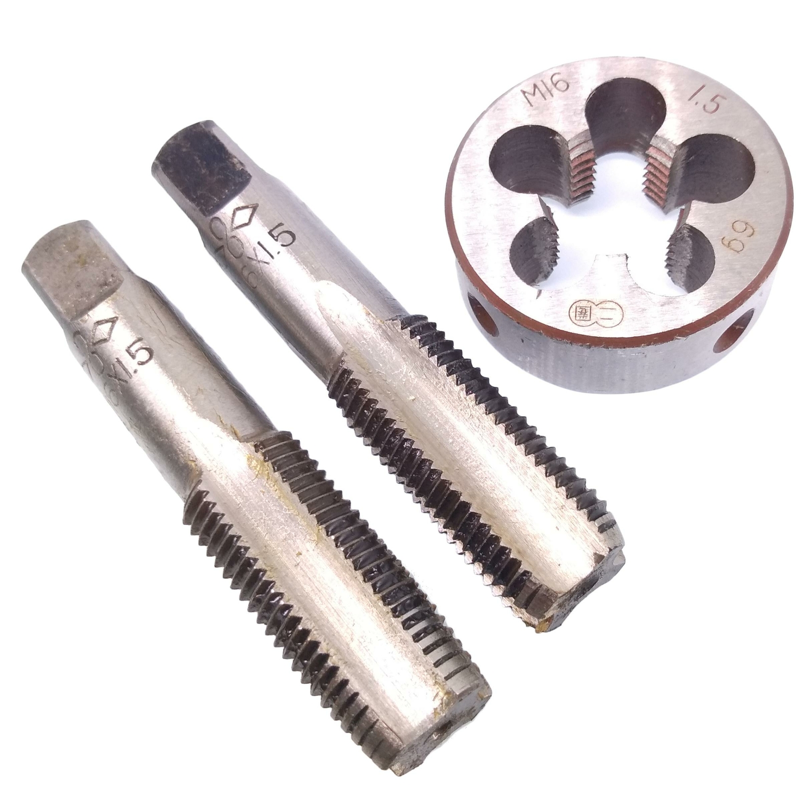 HSS M16 x 1.5mm Taper & Plug Tap & M16 x 1.5mm Die Metric Thread Right ...